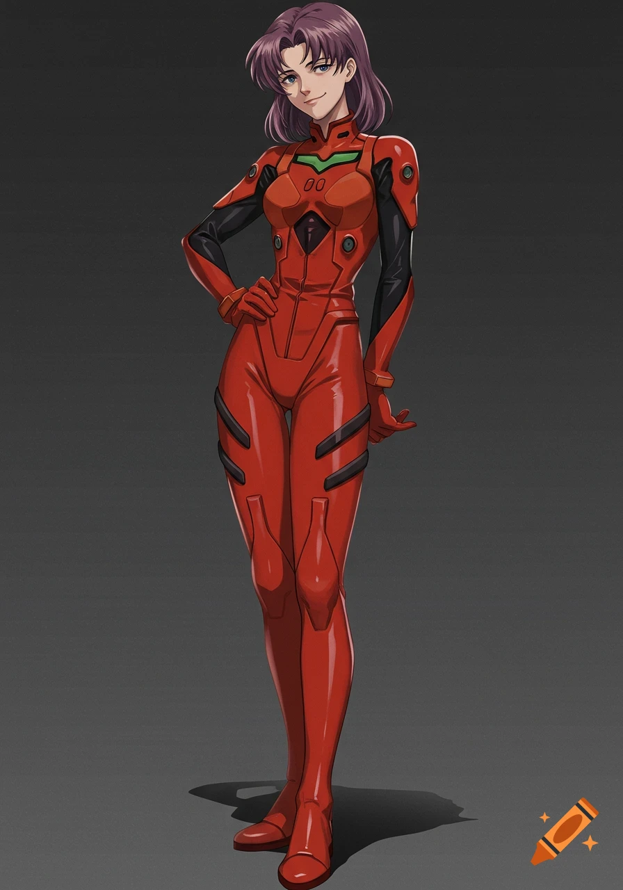 Misato Katsuragi from Neon Genesis Evangelion standing in her red ...