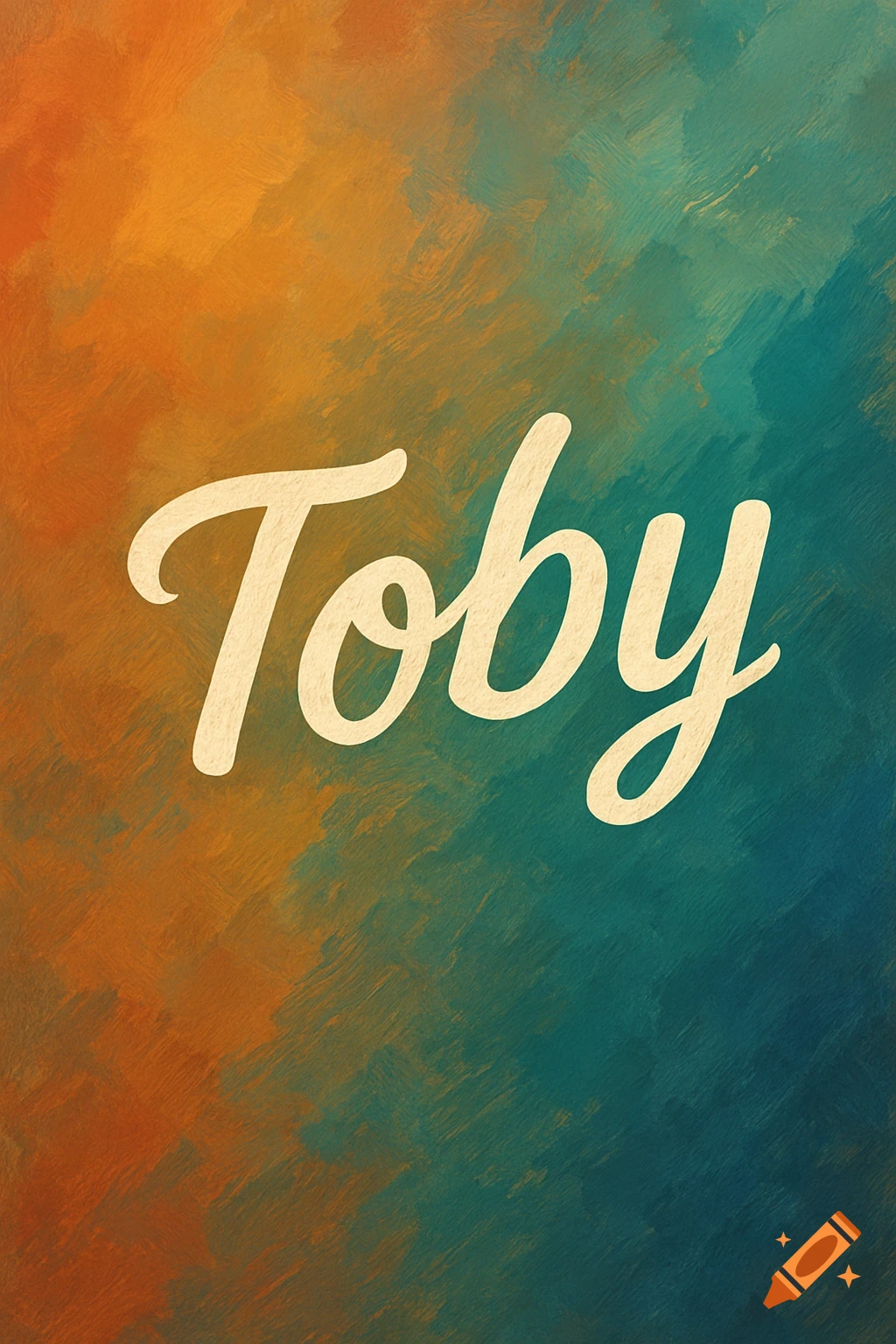 The word Toby in script font on an abstract painted background of ...