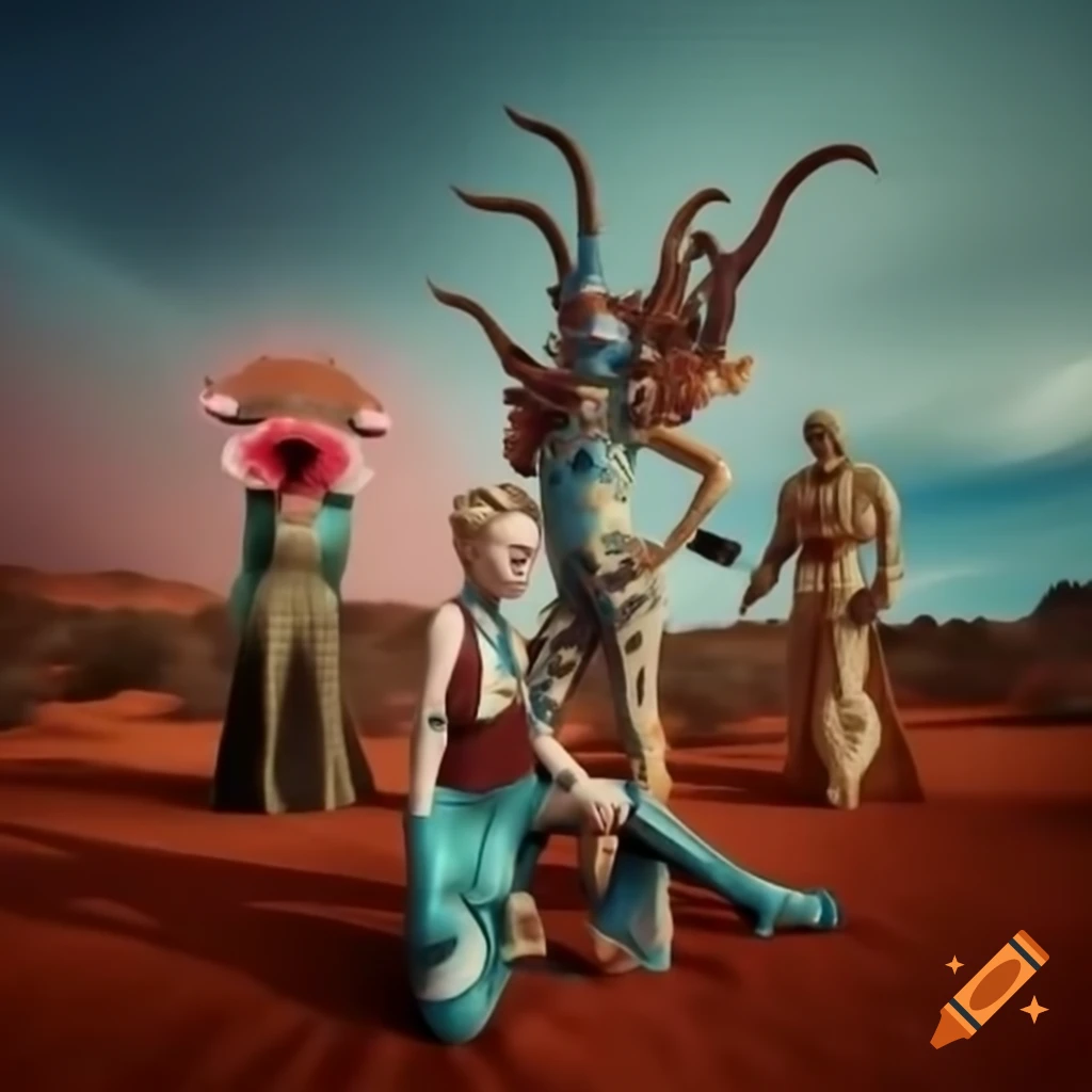 Baroque fashion figures in an alien dystopian garden city mall, 8-bit ...