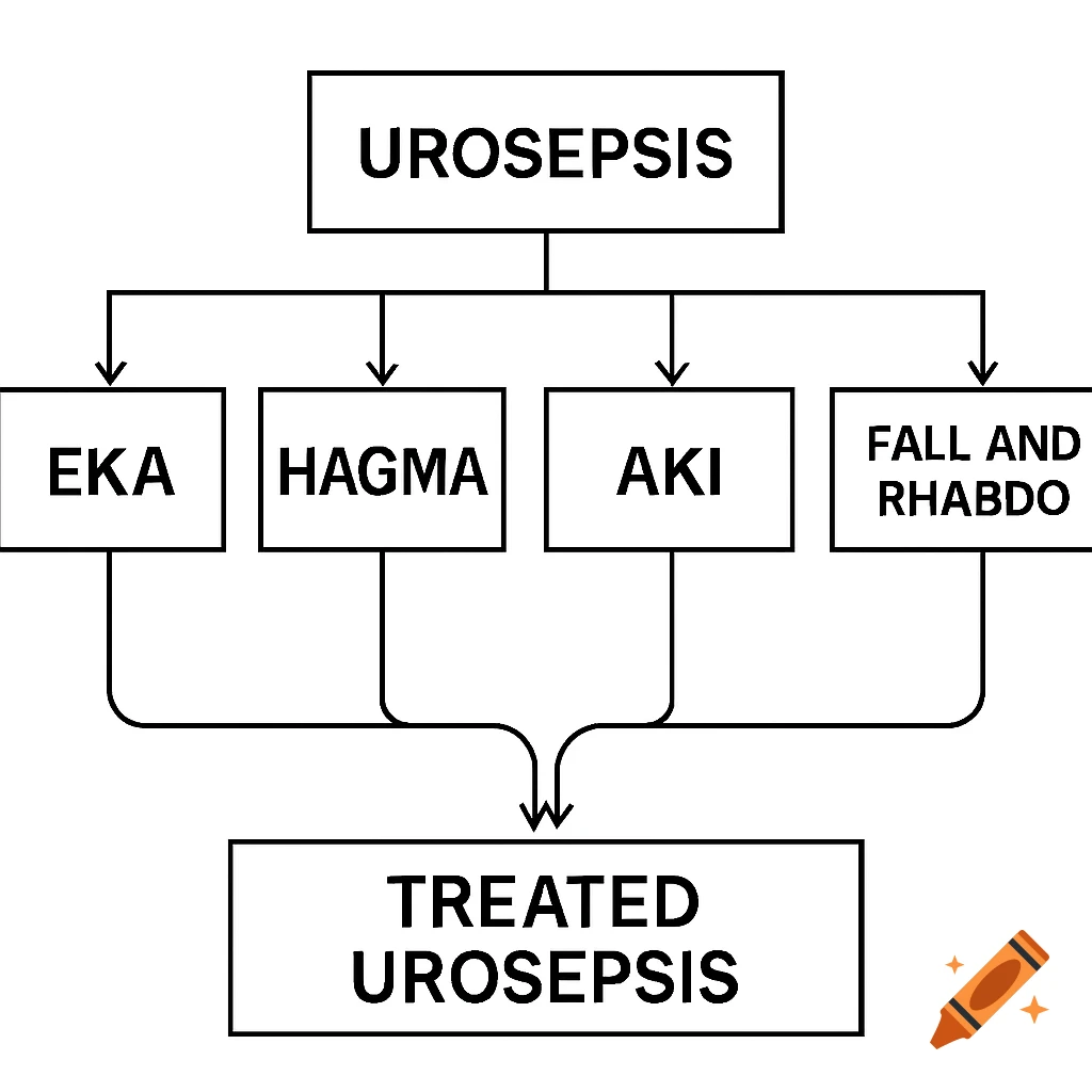 A medical flow chart showing Urosepsis progression. on Craiyon