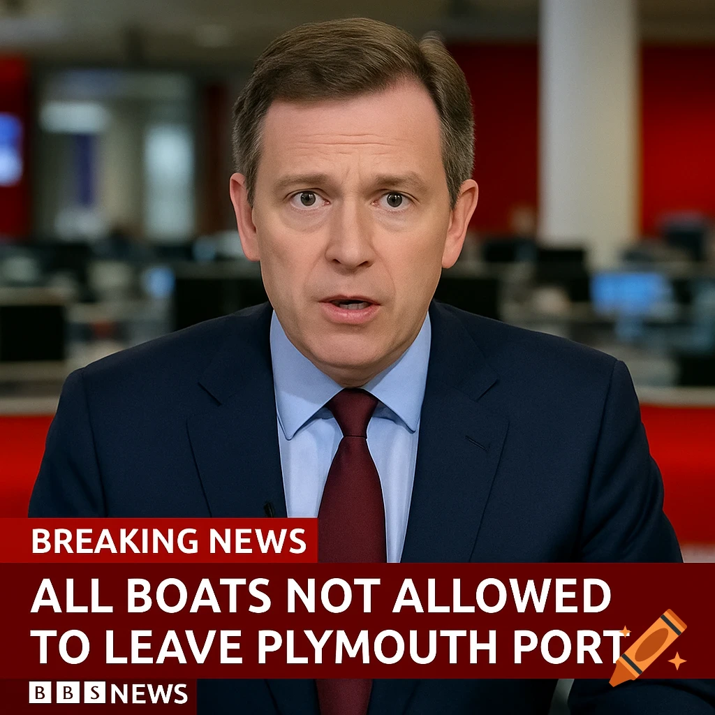 A news anchor on screen with a breaking news graphic overlay. on Craiyon