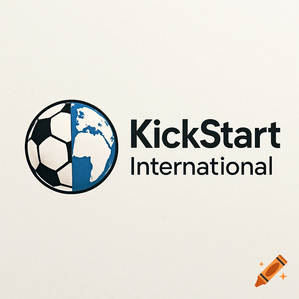 Logo of a ball split between soccer and a globe with text 'KickStart ...