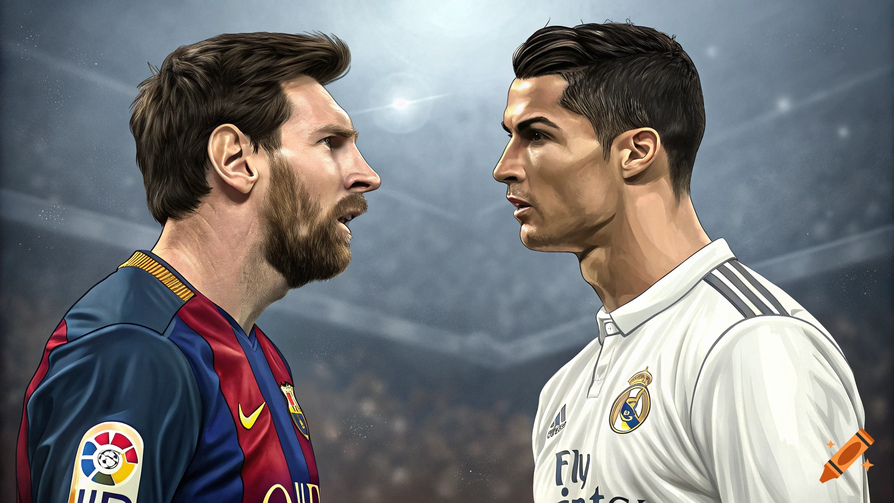 Illustration of football players Lionel Messi and Cristiano Ronaldo ...