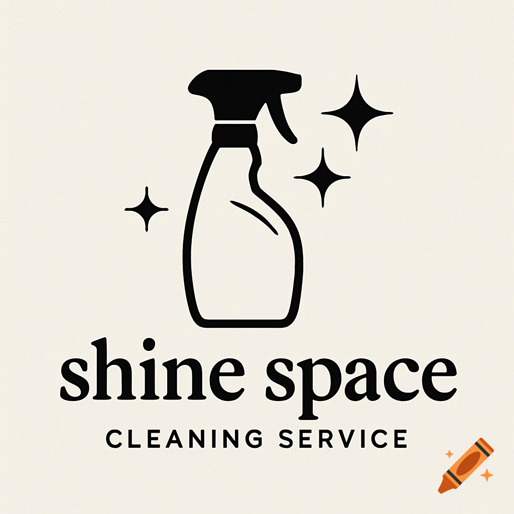 Minimalistic logo for Shine Space Cleaning Service, featuring a spray ...