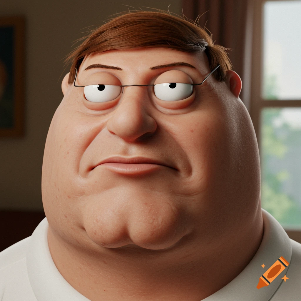 Super close-up realistic rendering of Peter Griffin's face. on Craiyon