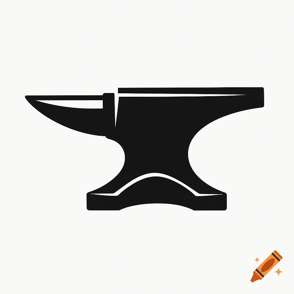 Simple black and white silhouette of an anvil. on Craiyon