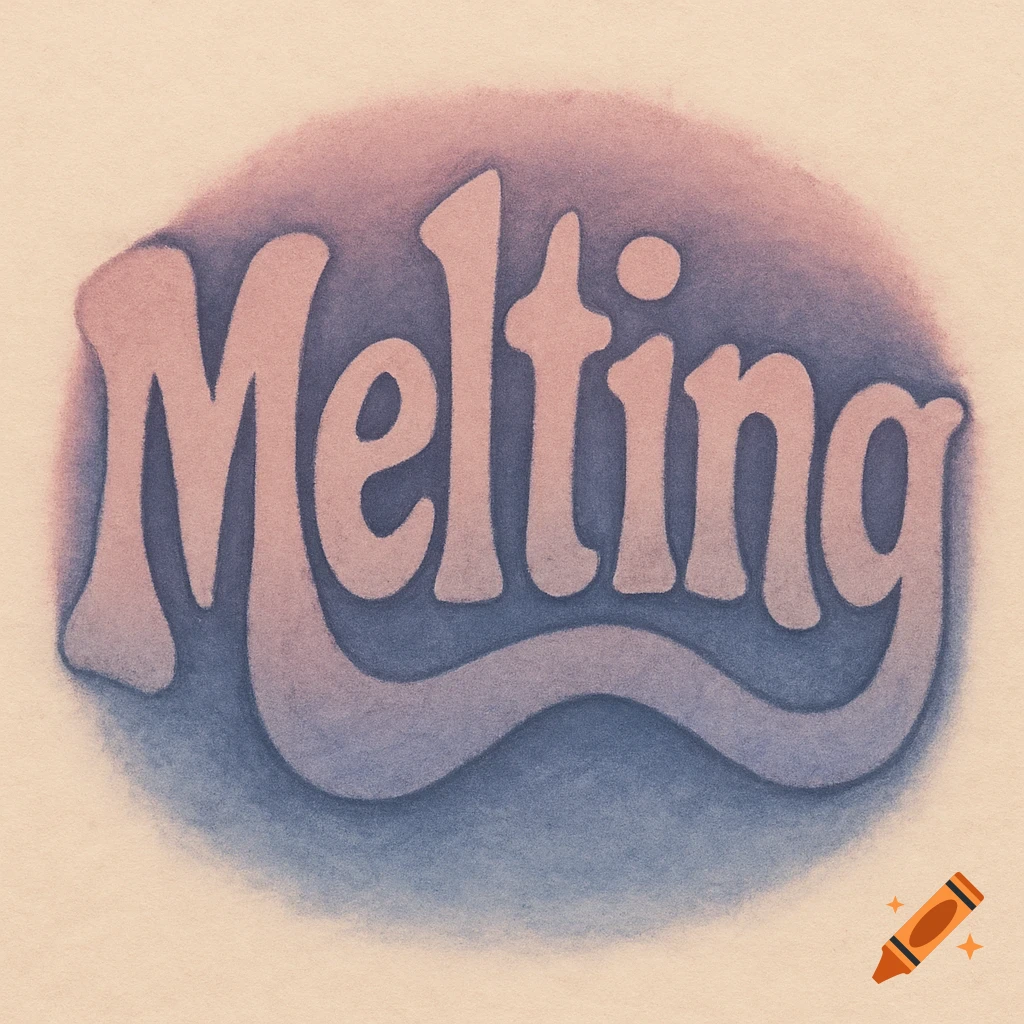 Wavy text art logo for the word 'Melting' in pink and blue with a ...