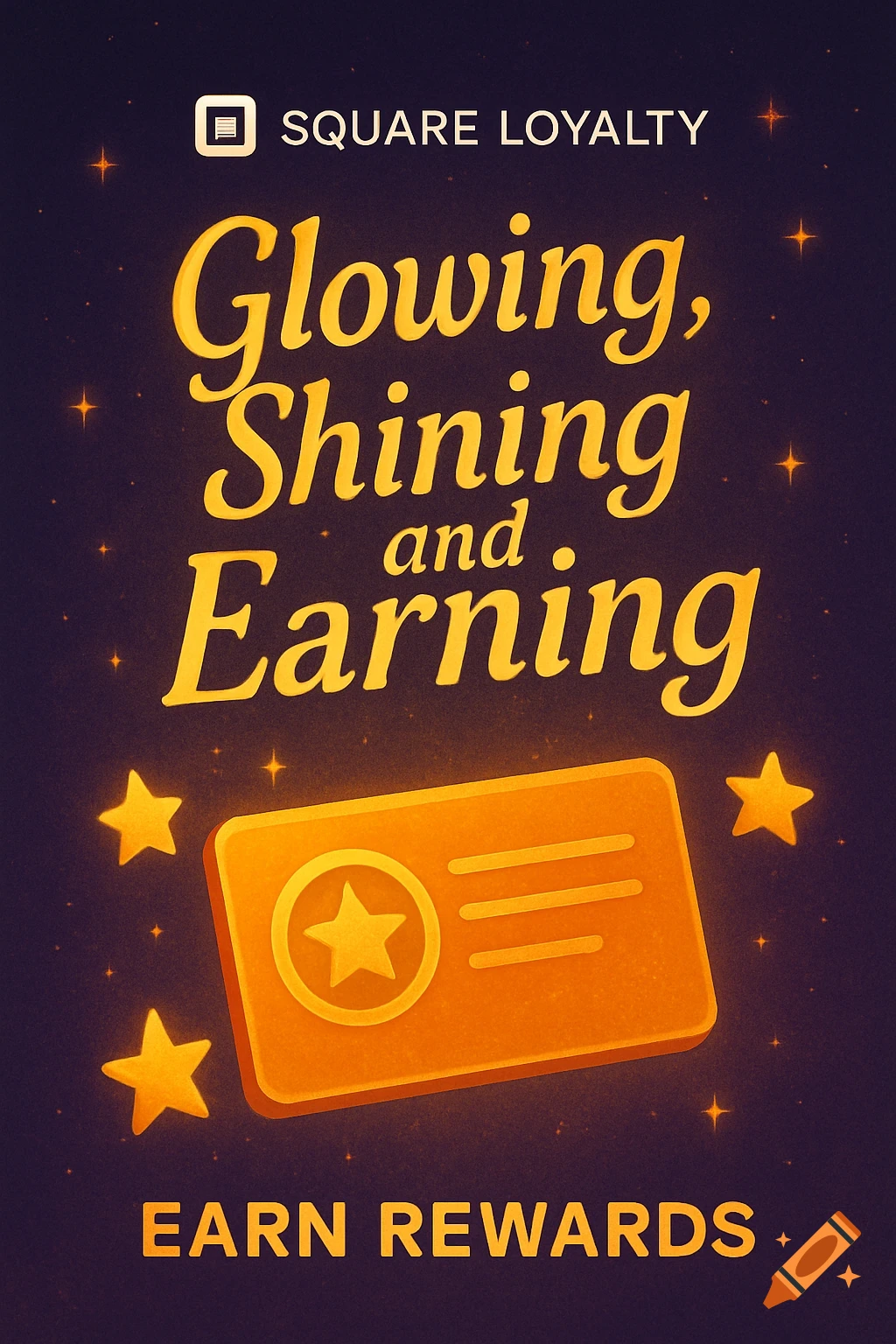 A graphic with gold text 'Glowing, Shining and Earning', a glowing ...
