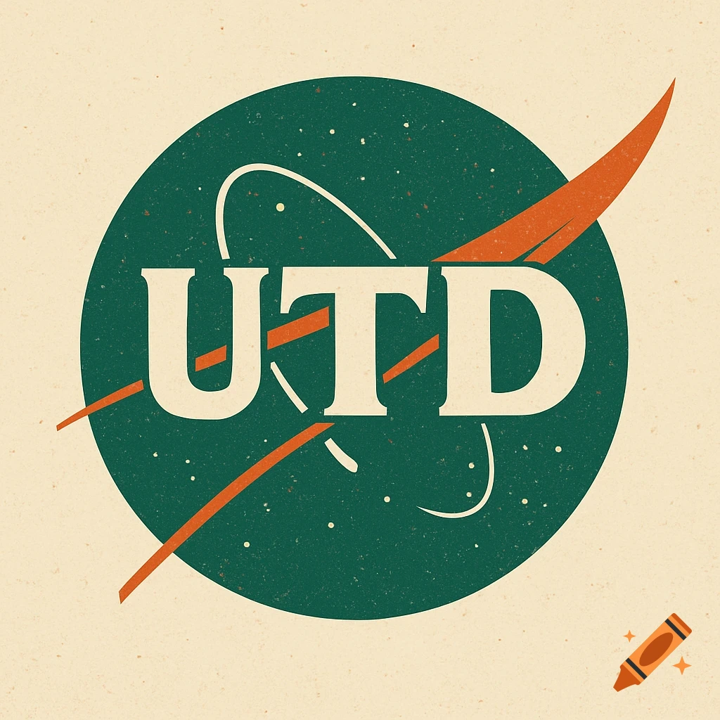 Retro style logo with 'UTD' in white letters centered on a green circle ...