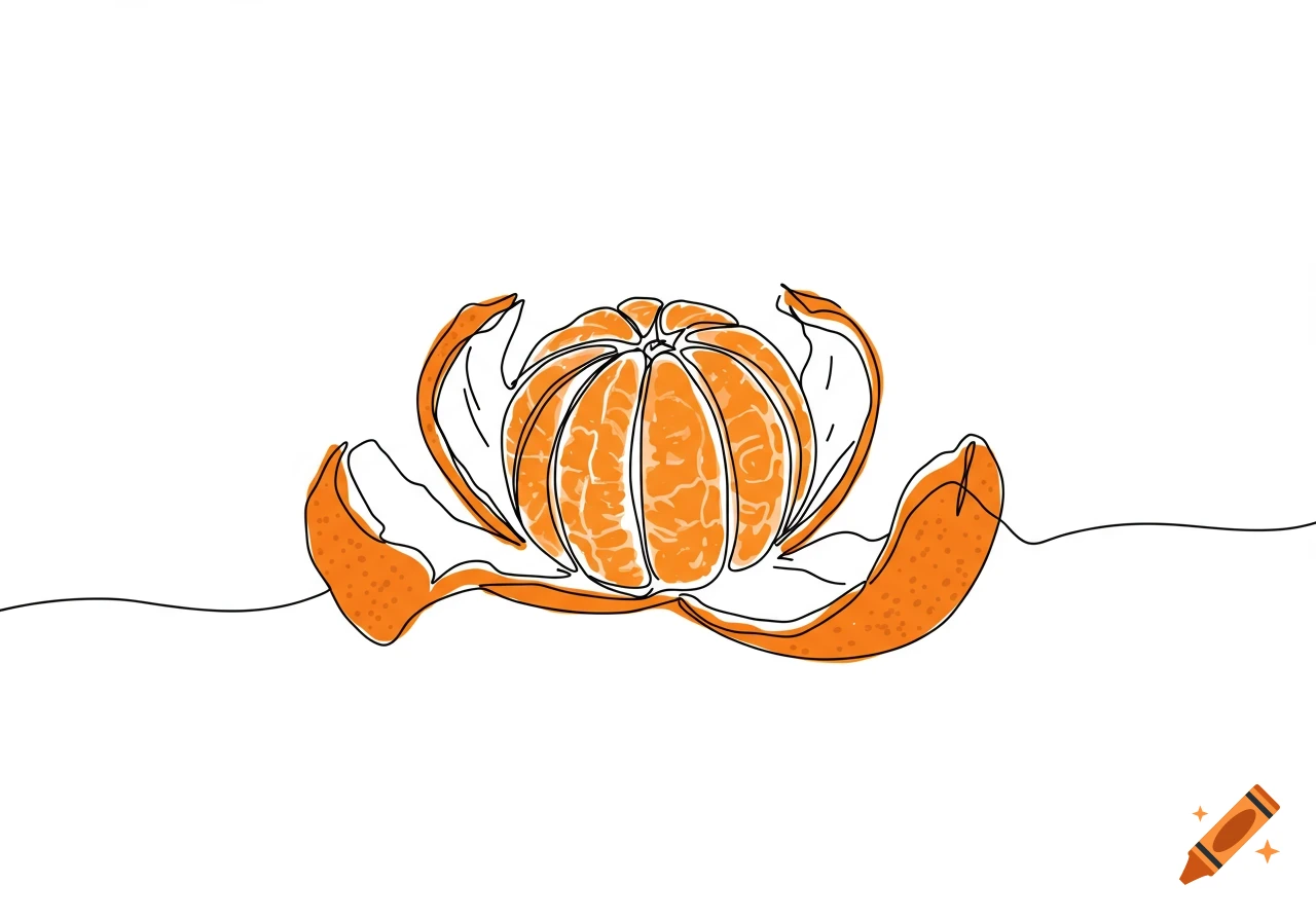 Continuous line drawing of a peeled orange on Craiyon
