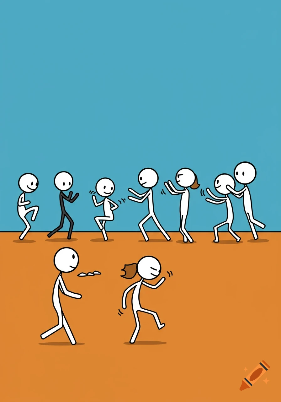 Stick figures doing the floss dance. on Craiyon