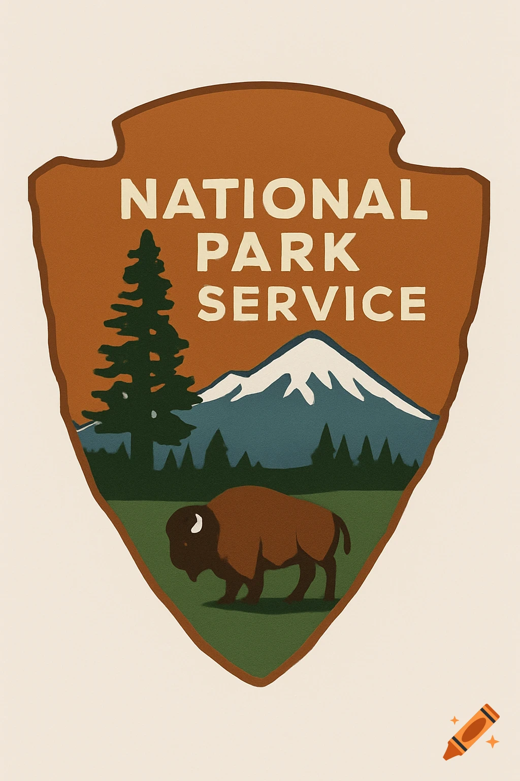 National Park Service shield logo with a bison, tree, and mountain. on ...