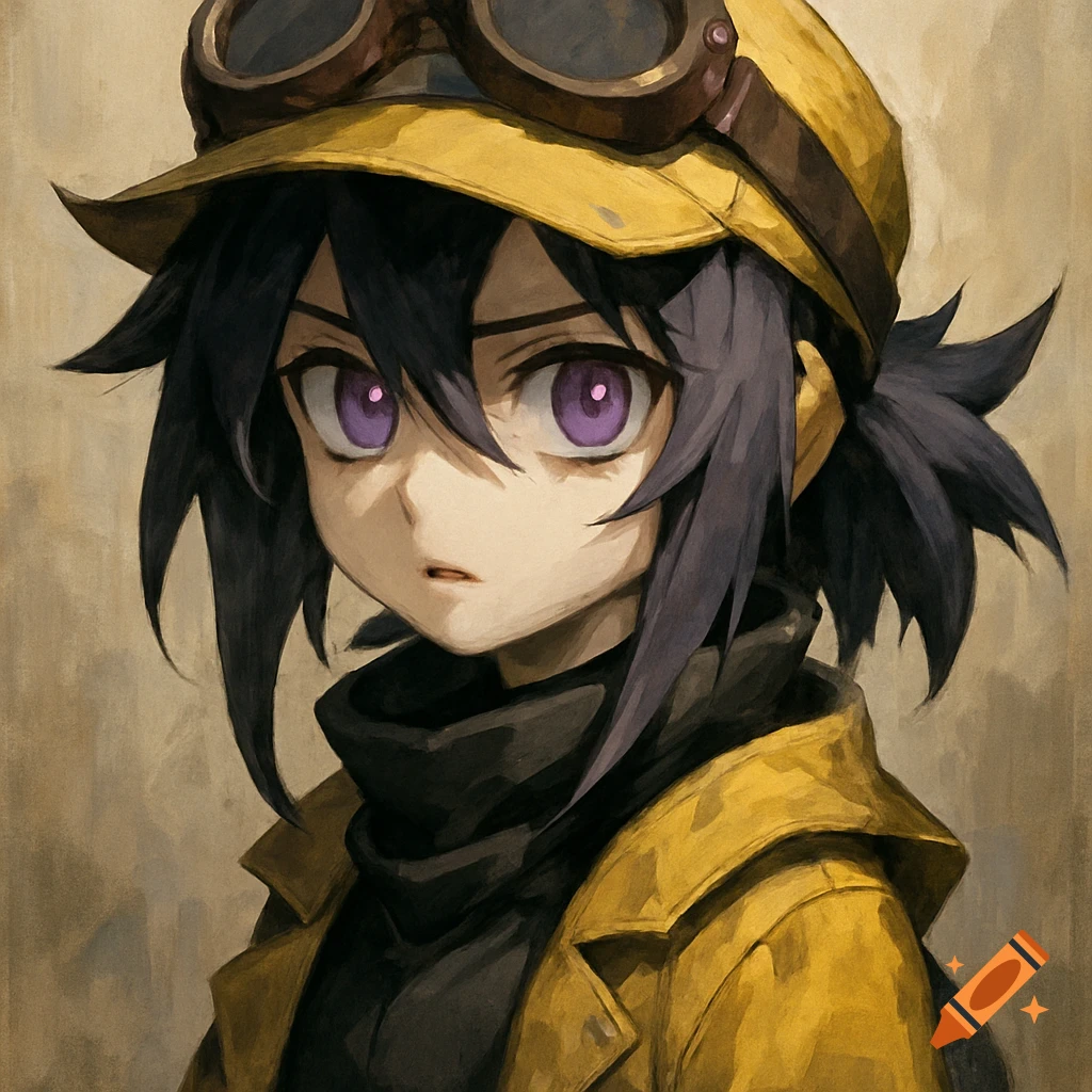 Anime portrait of a character with goggles and a yellow hat. on Craiyon