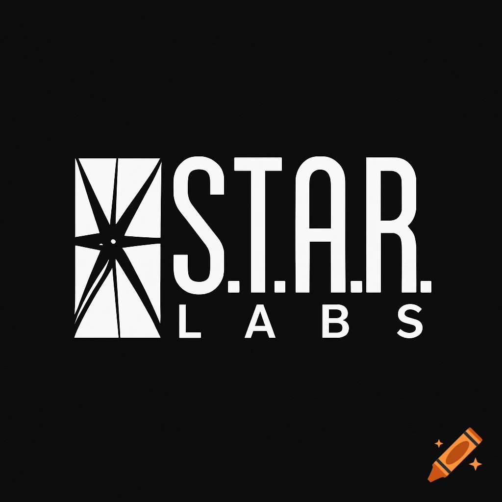 Black and white logo with geometric design and the text S.T.A.R. LABS ...