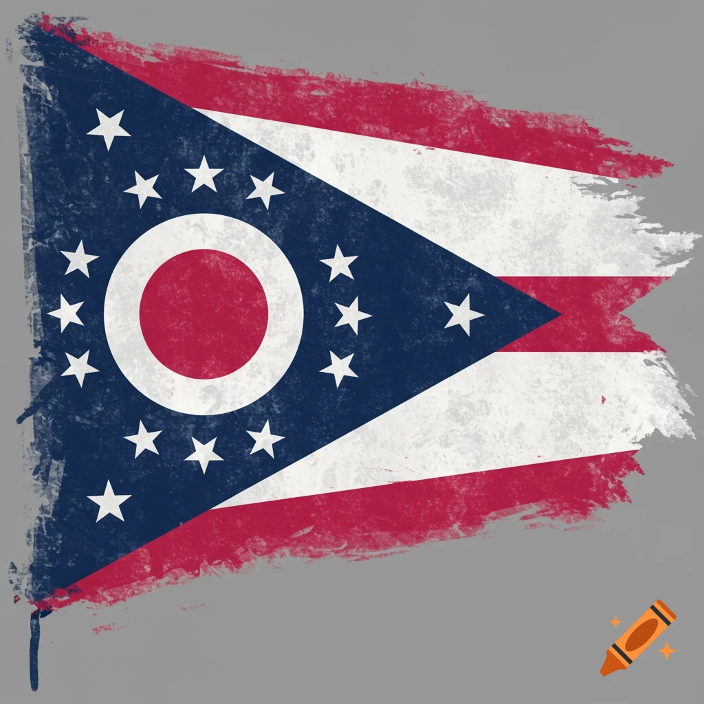 The flag of the state of Ohio with a distressed texture. on Craiyon