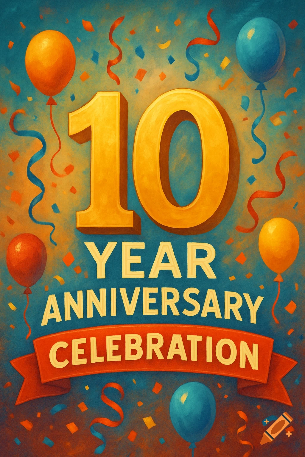 A 10 Year Anniversary Celebration image with golden numbers, text ...