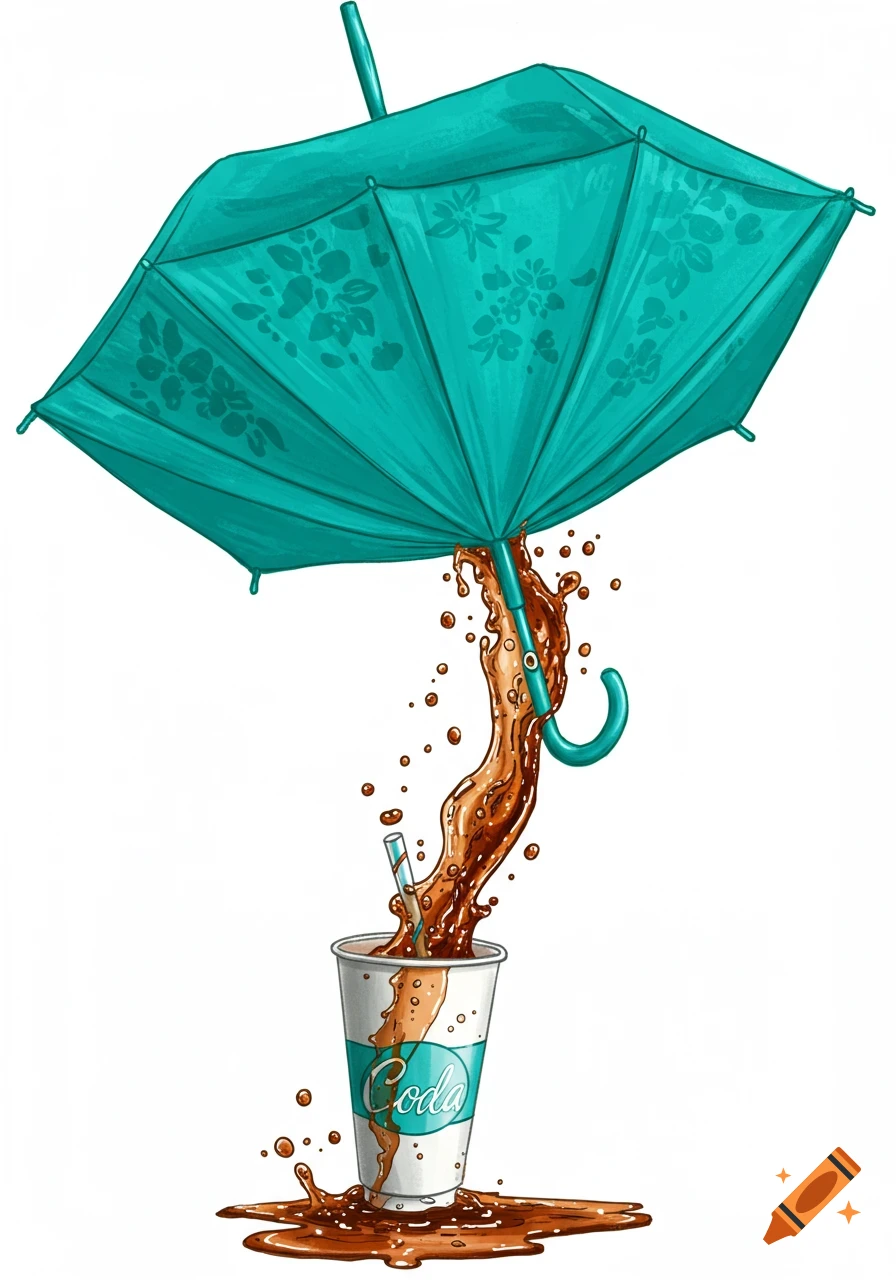 Illustration of cola splashing upwards from a cup into an upside-down ...