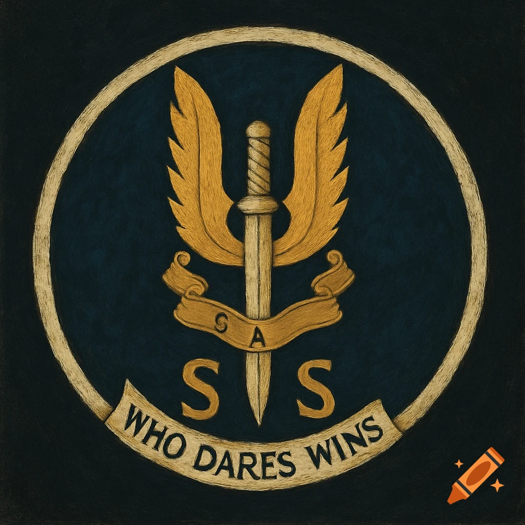 SAS emblem with a winged dagger and the motto 'WHO DARES WINS' within a ...