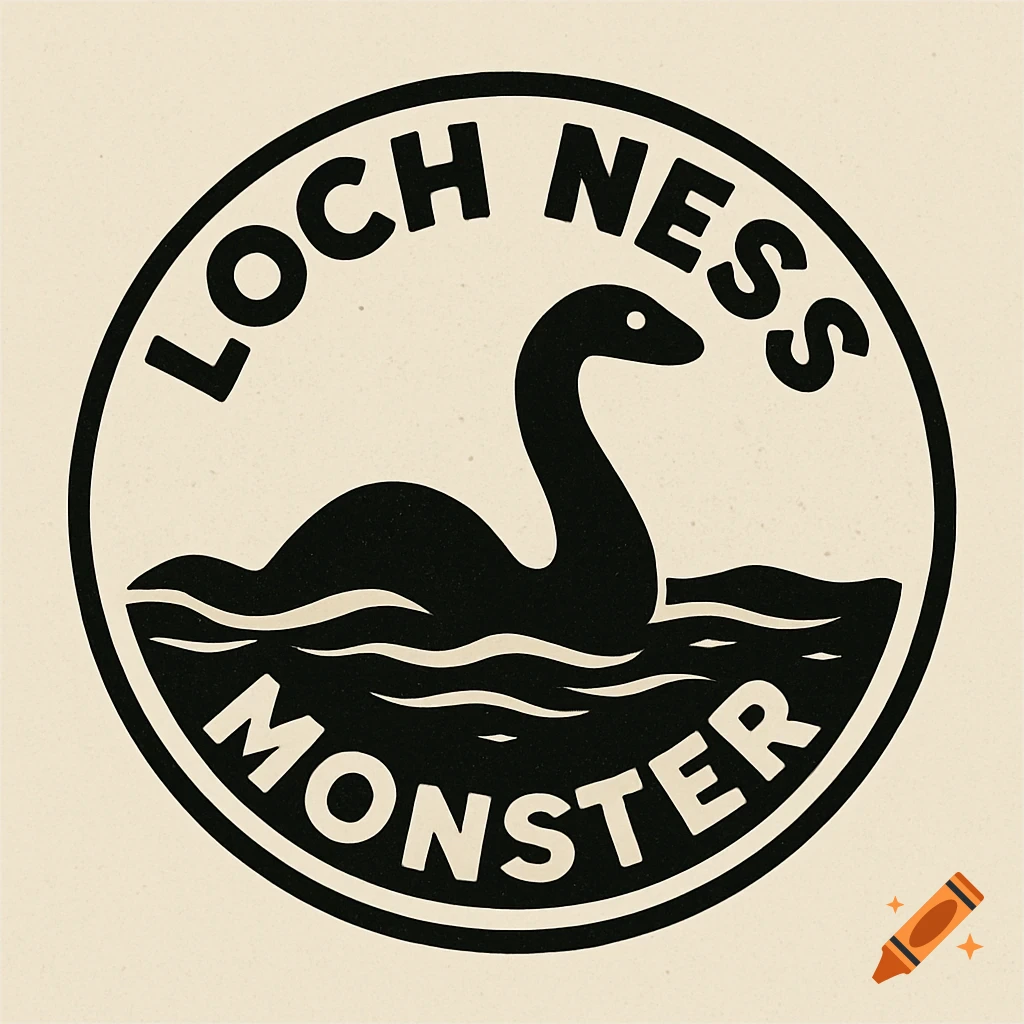 Black logo of the Loch Ness monster swimming in a circle with "LOCH ...