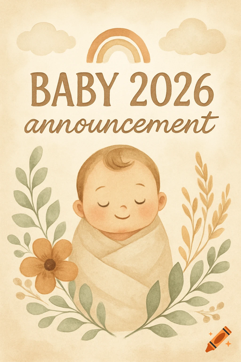 Watercolor illustration of a baby wrapped in a blanket with the text ...