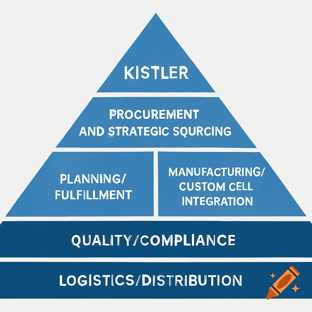 A blue and white pyramid diagram showing business processes. From top ...