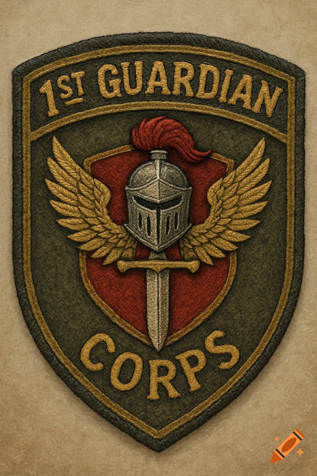 Embroidered military patch for the 1st Guardian Corps featuring a ...