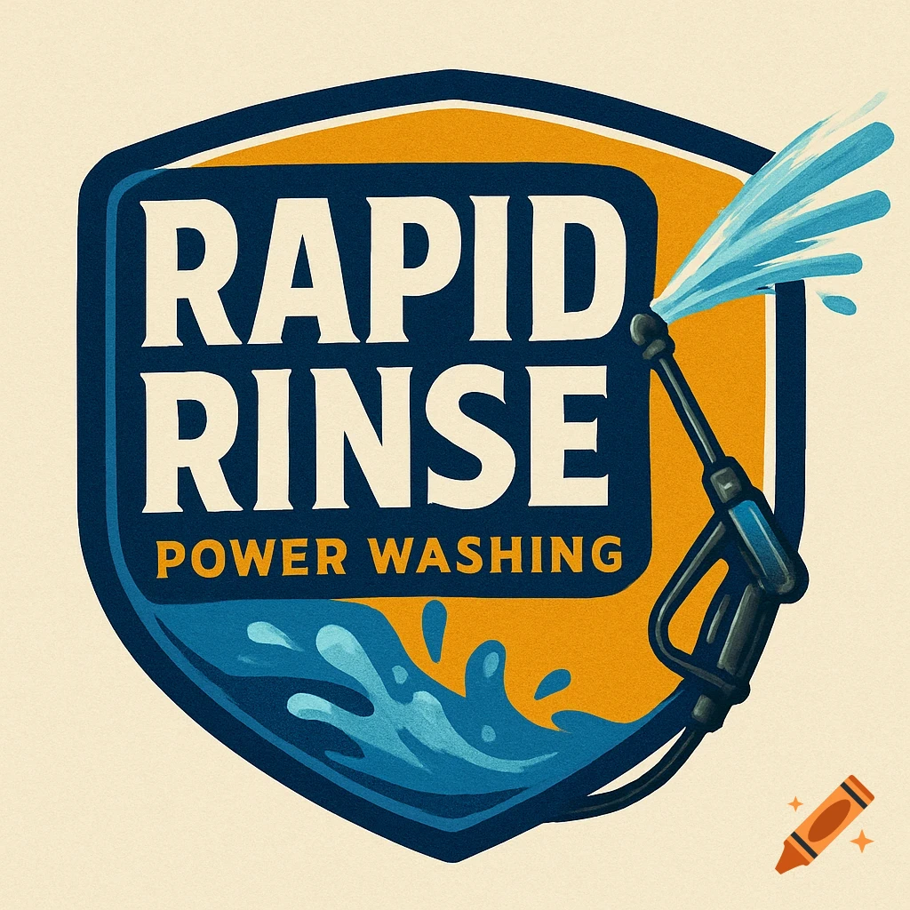 Logo for Rapid Rinse power washing company featuring text, a power ...