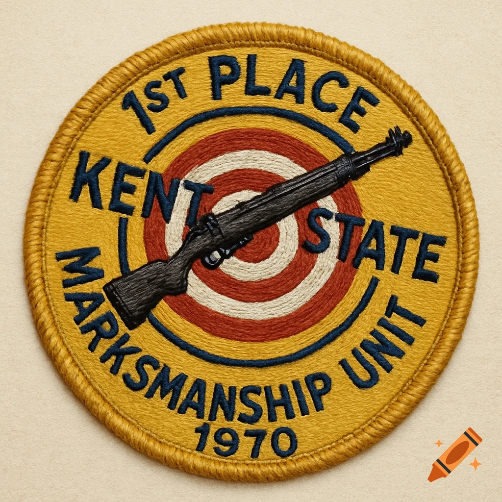 An embroidered patch for the 1st place Kent State Marksmanship Unit ...