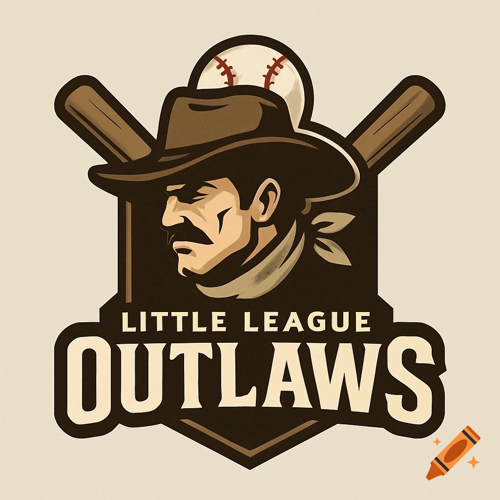 Little League Outlaws baseball logo with a cowboy on Craiyon