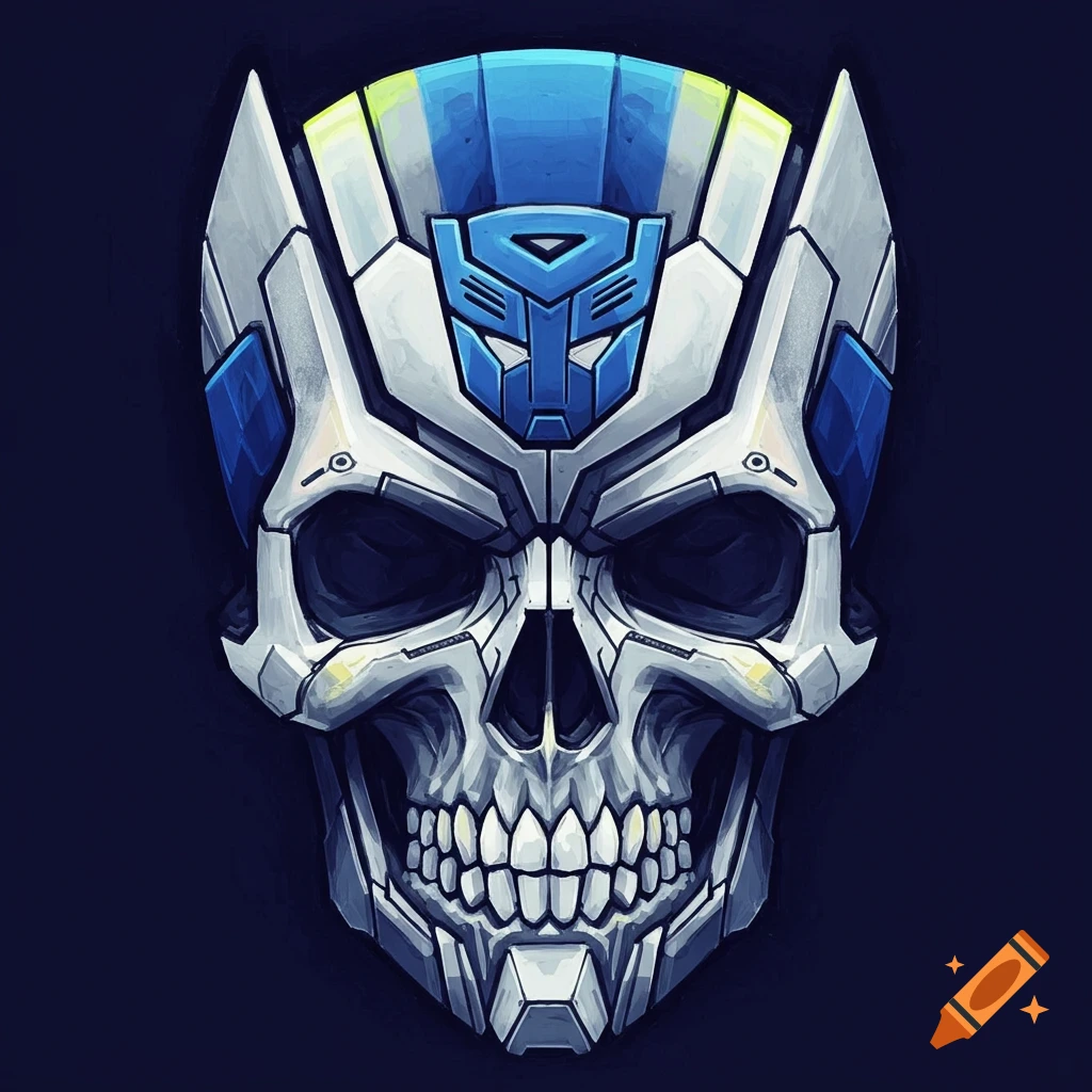 Stylized skull combined with a Transformers Autobot symbol on Craiyon