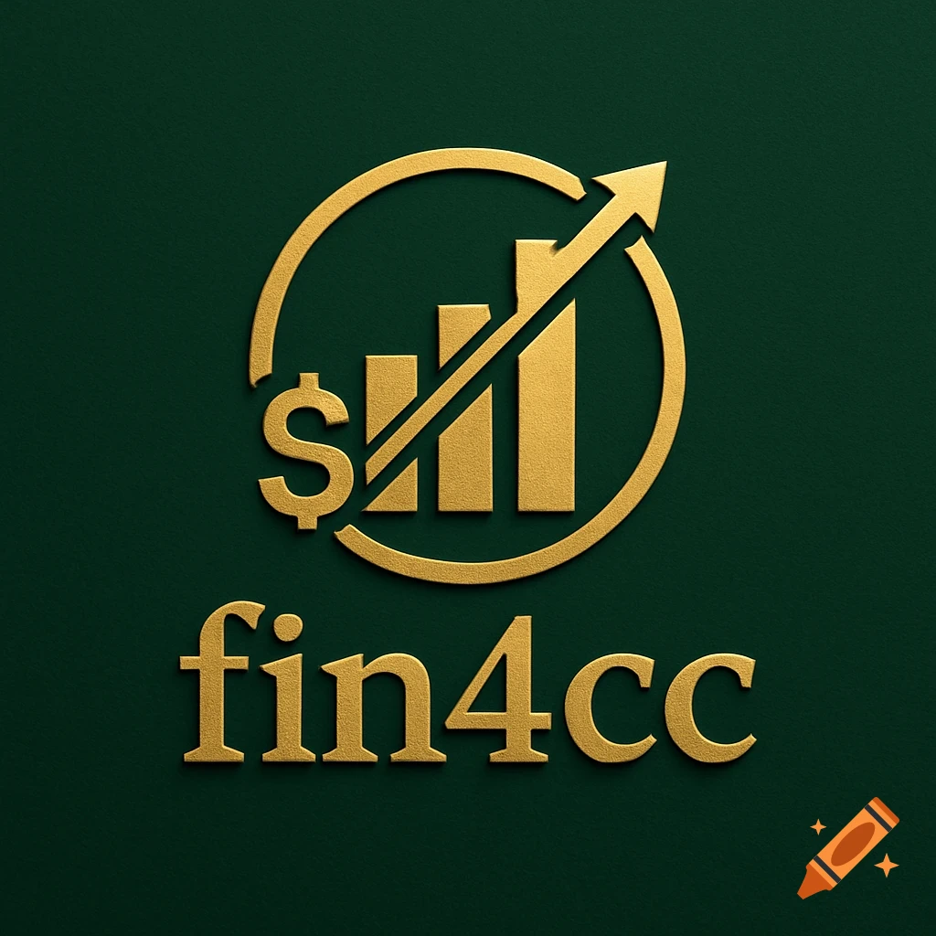Golden finance logo with bar chart, arrow, and dollar sign on dark ...