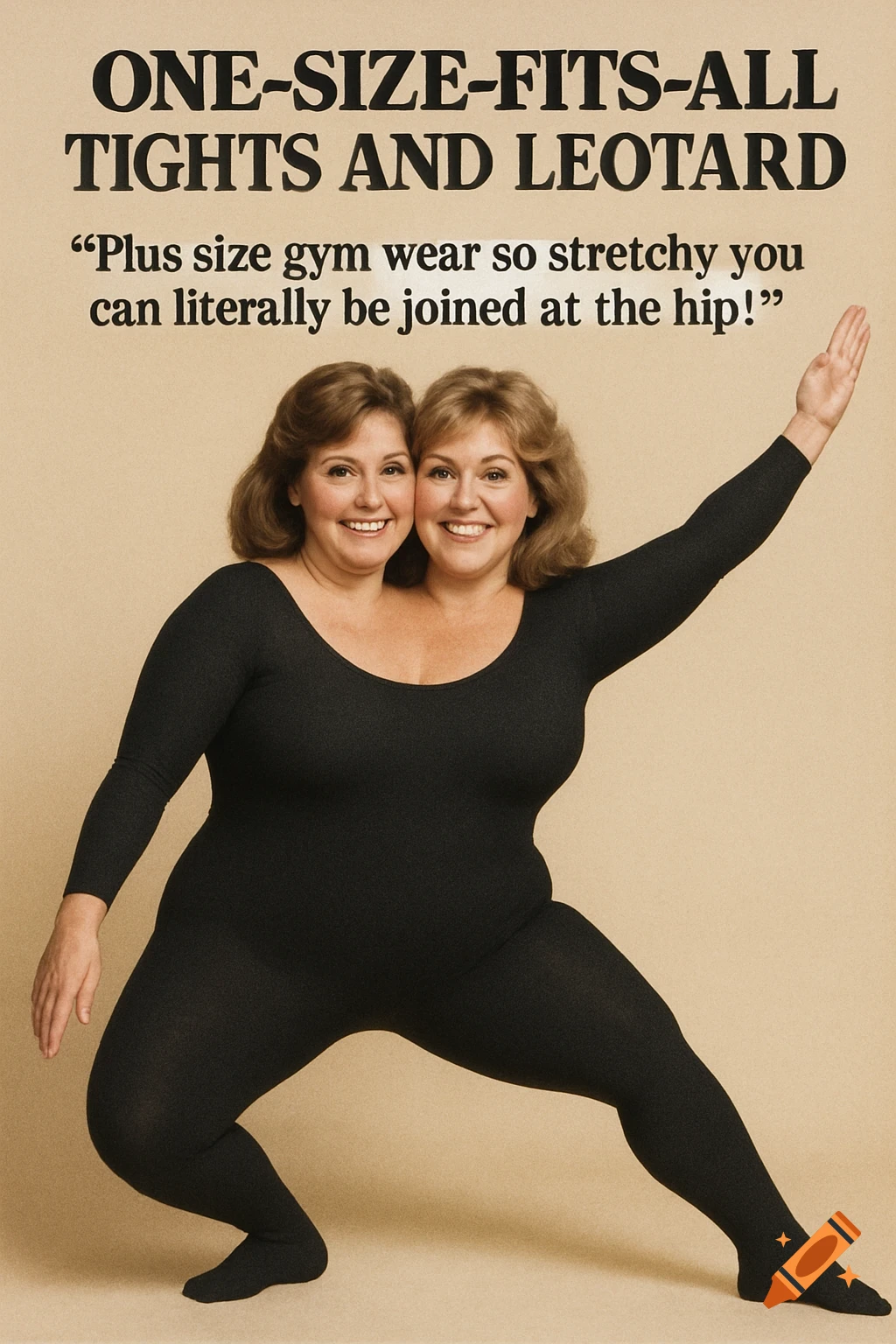 Vintage ad shows two women merged into one body, wearing a black ...