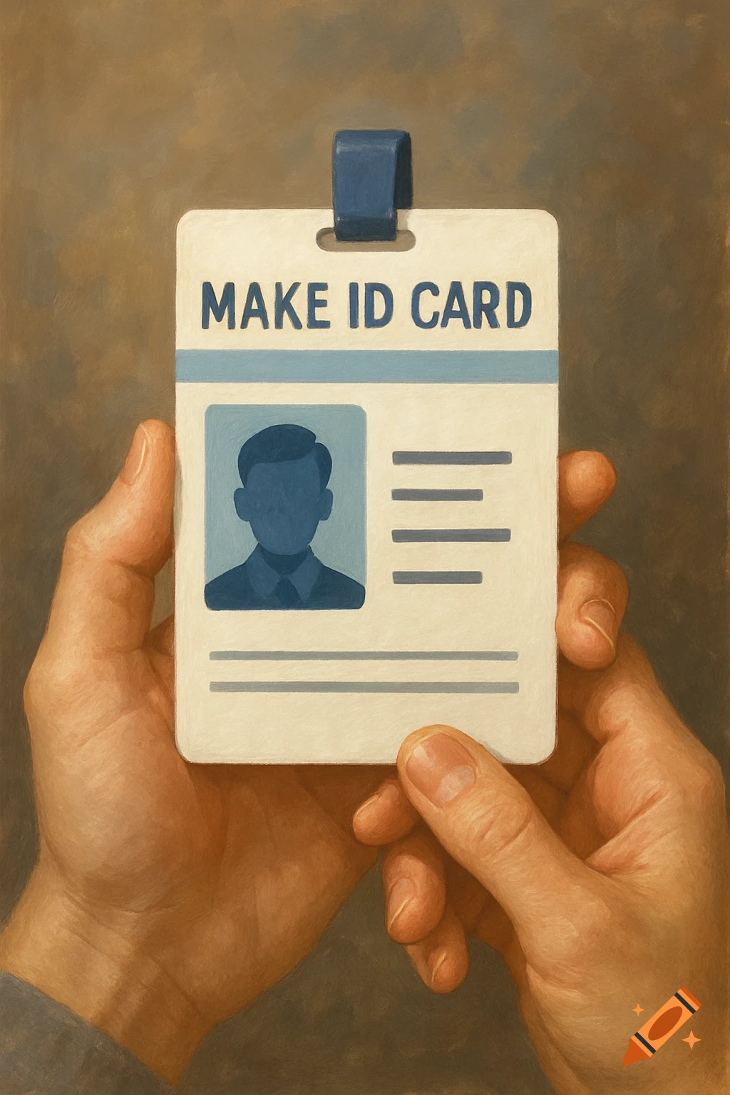 Hands holding an ID card with the text 'MAKE ID CARD', painterly style ...
