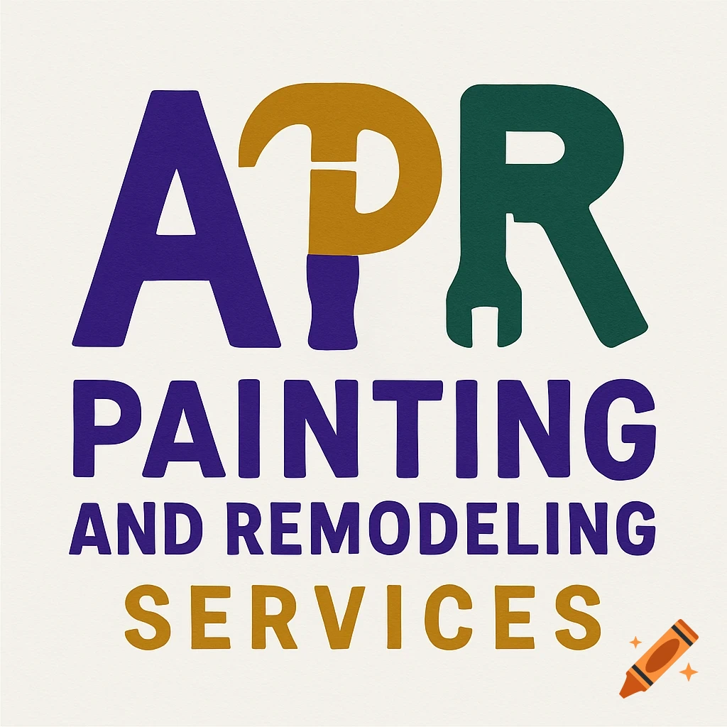 Logo with purple, gold, and green text "APR PAINTING AND REMODELING ...