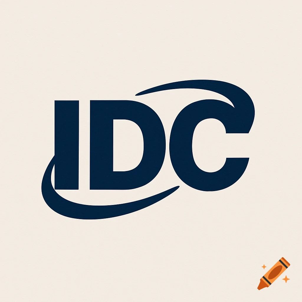 Logo with the letters IDC in dark blue with curved lines. on Craiyon