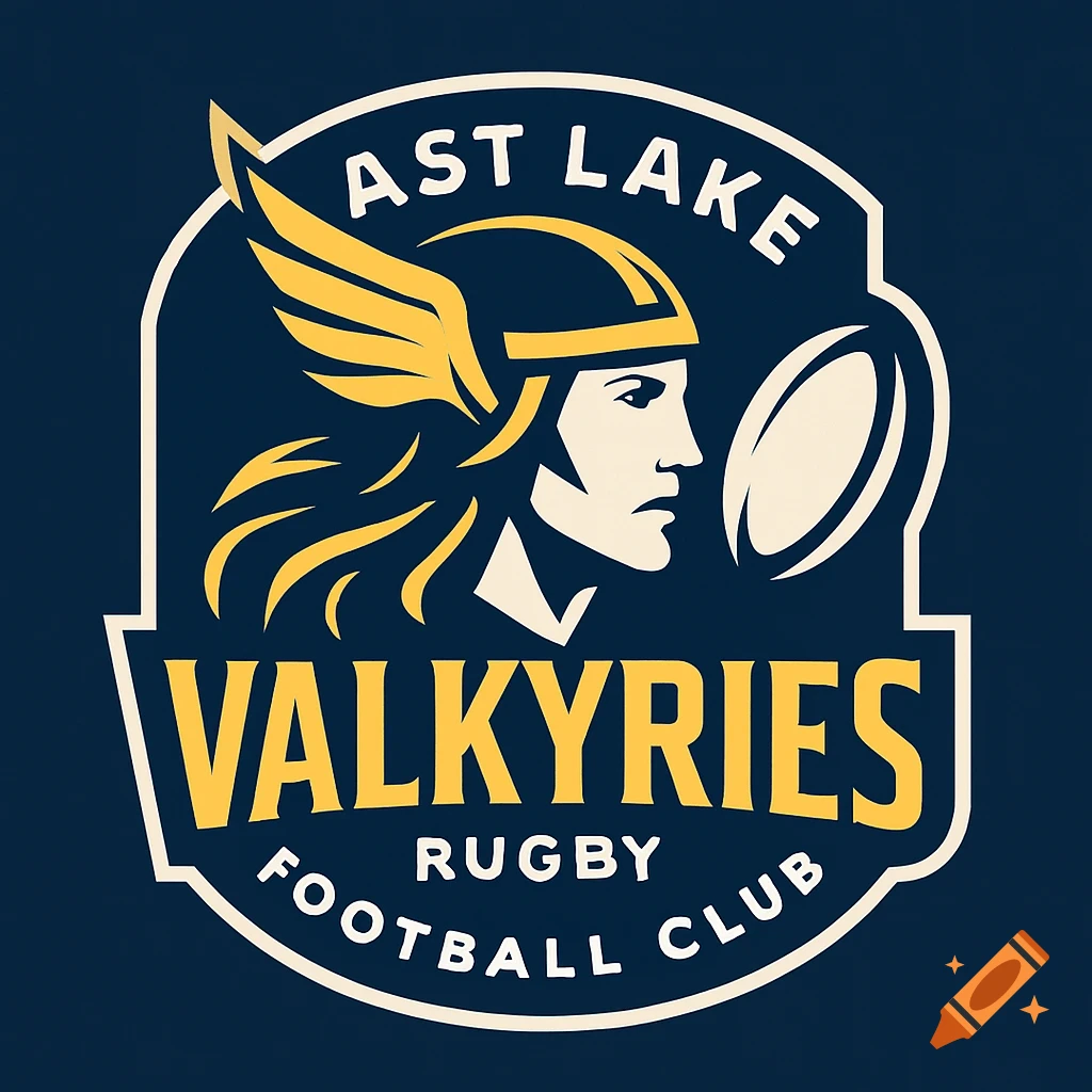Rugby club logo with figure in winged helmet and text on Craiyon