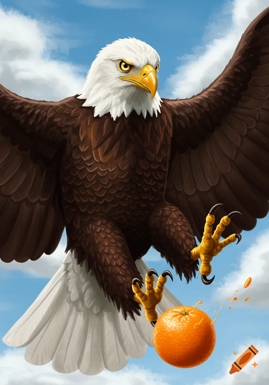 Illustration of a bald eagle with outstretched wings and talons kicking ...