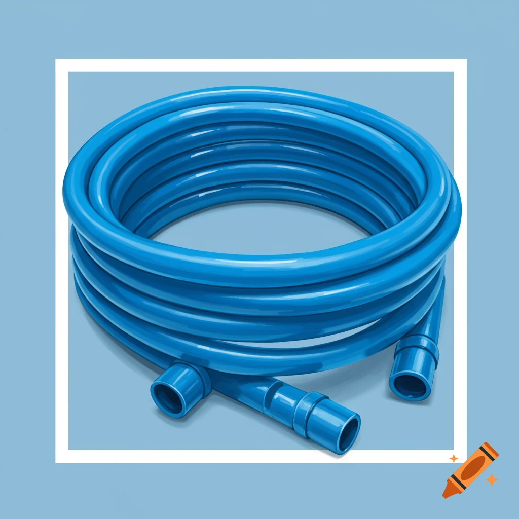 A blue coiled hose inside a white frame on Craiyon