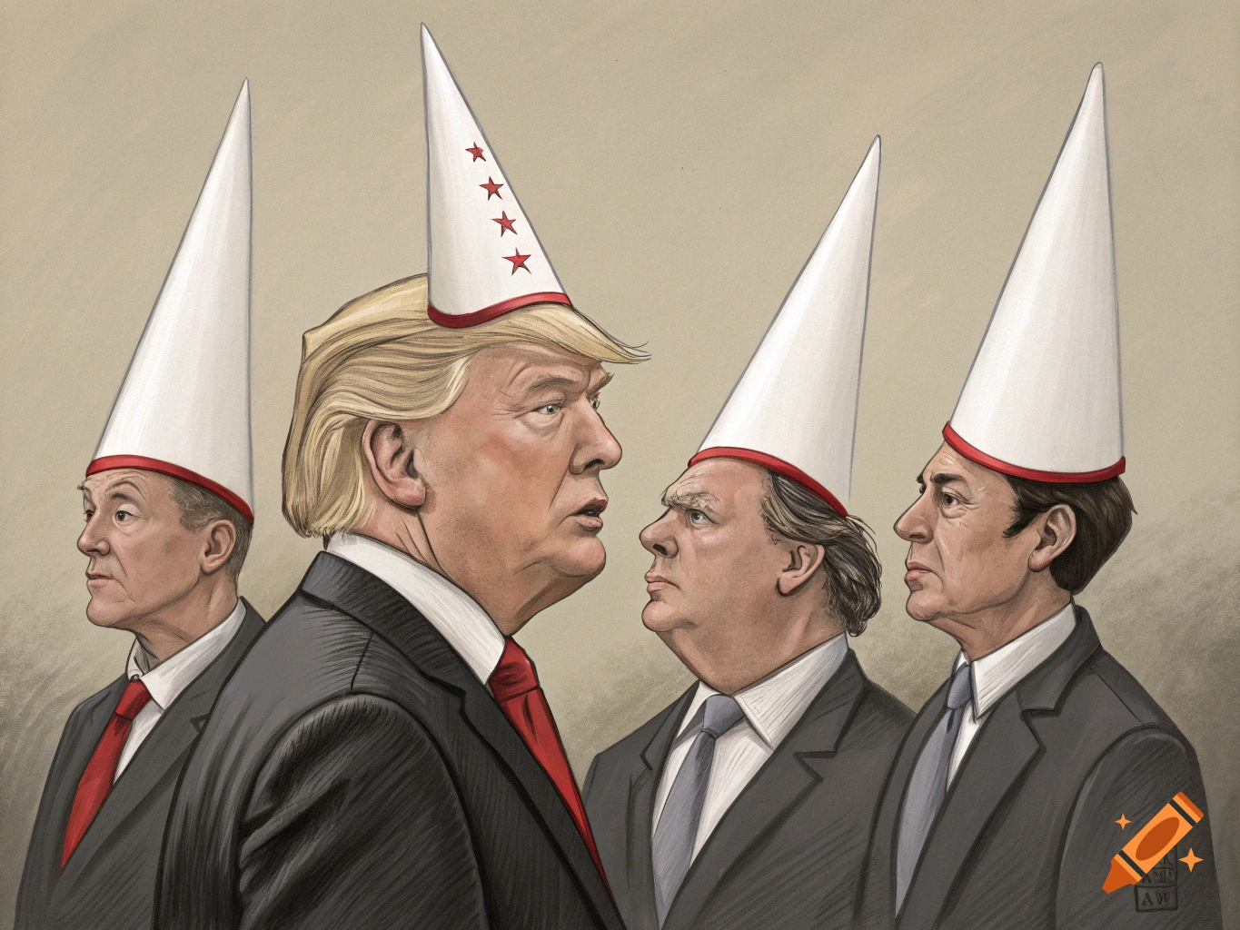 Caricature images created on Craiyon