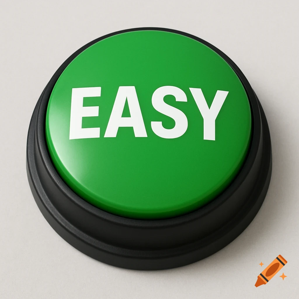 A green button with the word EASY on it. on Craiyon