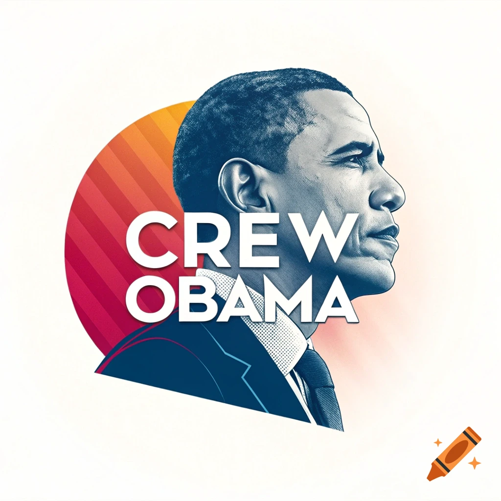 Illustration logo of Barack Obama in profile with text 'CREW OBAMA ...