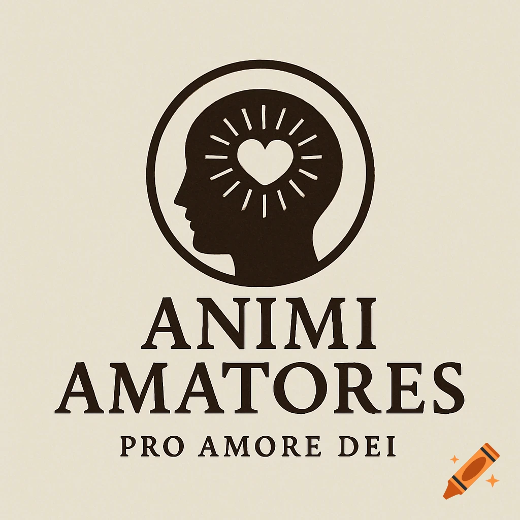 Logo with head silhouette in circle, heart with rays inside, and text ...