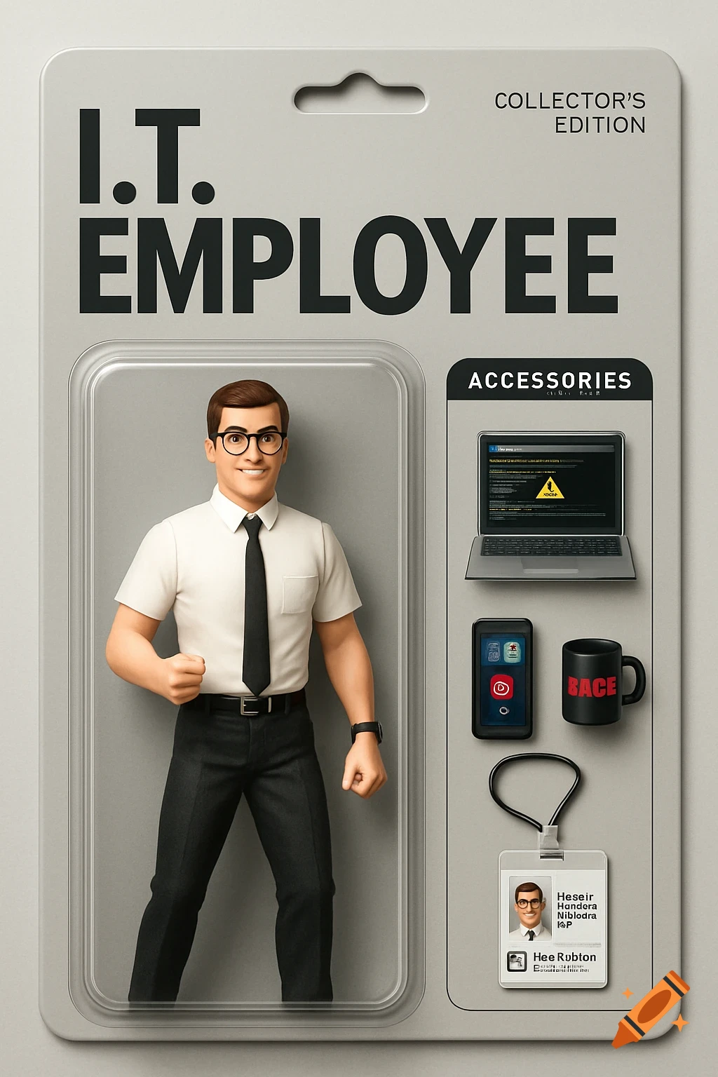 Action figure packaging for an "I.T. Employee" collector's edition ...