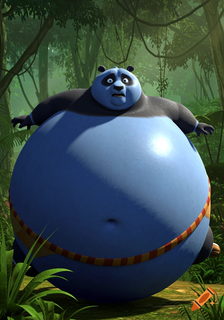 Po from Kung Fu Panda as a giant blueberry in the jungle, looking ...