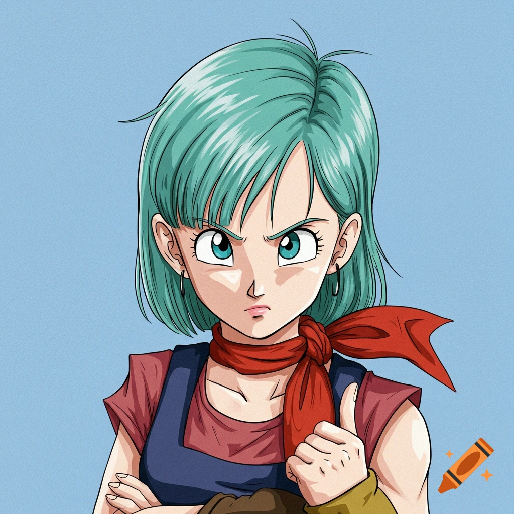 Illustration of Bulma from Dragon Ball giving a thumbs up. on Craiyon
