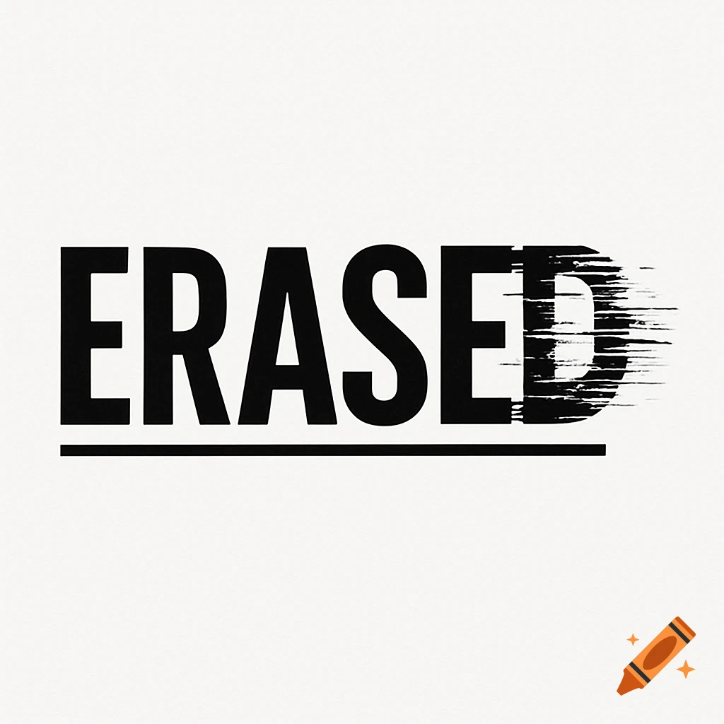 Logo for the word ERASED with an erasing effect on the last letter and ...