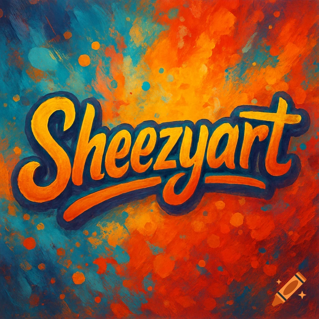 Stylized Text Sheezyart On A Vibrant Splatter Paint Background On