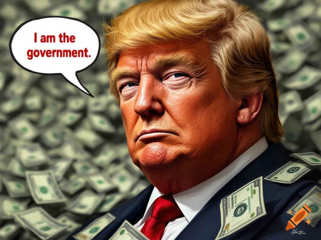 Stylized image of Donald Trump with a speech bubble saying 'I am the ...