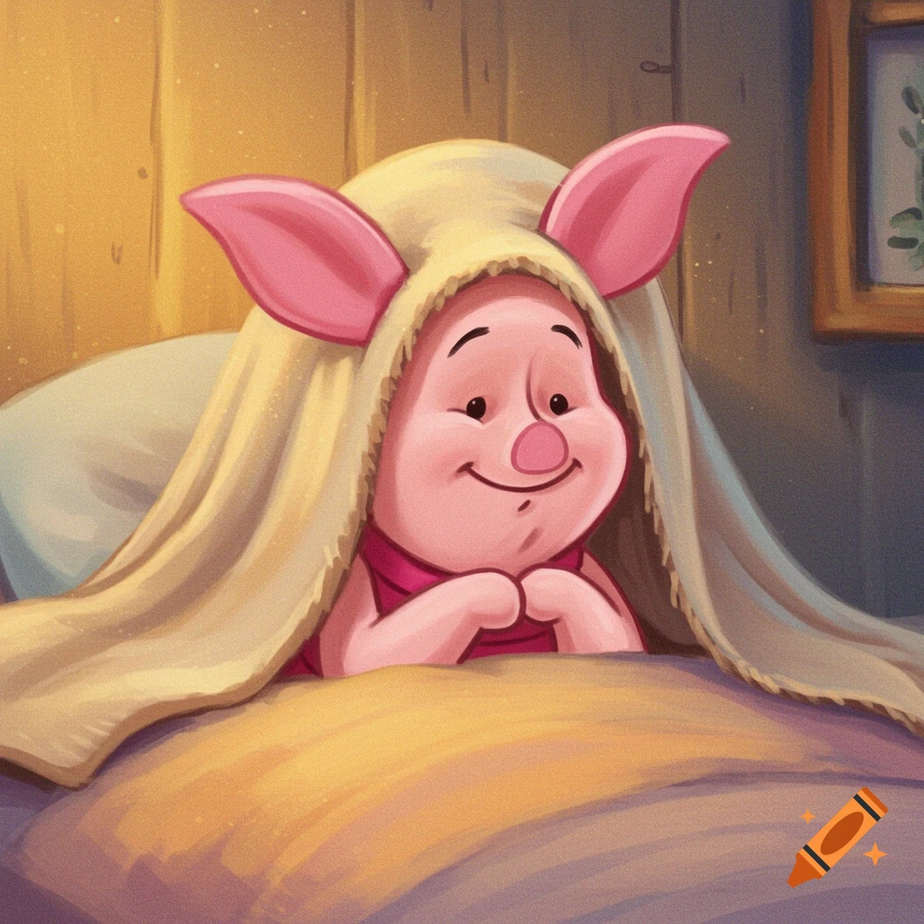 Cartoon illustration of Piglet from Winnie the Pooh peeking from under ...