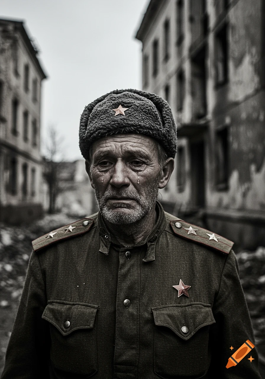 Dramatic black and white portrait of a crying World War 2 Soviet ...